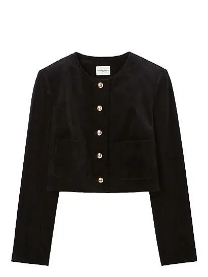 Claudie Pierlot Boxy Stretch-velvet Jacket - Black
