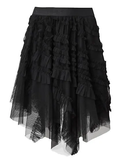 ALLSAINTS Jayde Tulle Mini Skirt With Branded Waist - Black