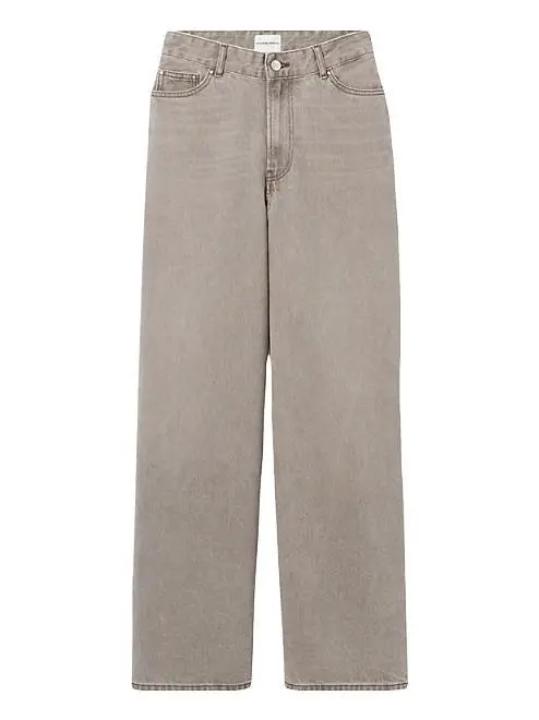 Claudie Pierlot Wide-leg High-rise Denim-blend Jeans - Grey Beige