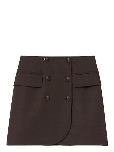 Claudie Pierlot Button-front Wool-blend Mini Skirt - Brown