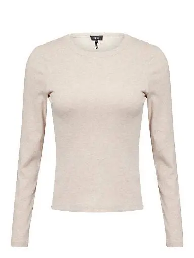 ME+EM Ultimate Ribbed Long-sleeve Stretch-cotton Top - Hazelnut Melange