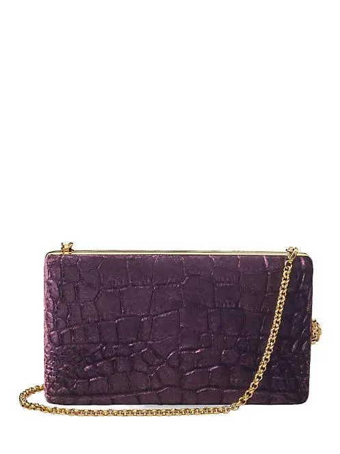 ASPINAL OF LONDON Paloma Crocodile-embossed Resin Clutch - Fig