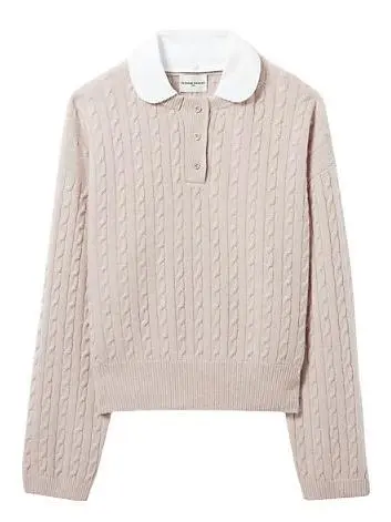 Claudie Pierlot Wool And Cashmere Cable Knit Jumper - Beige
