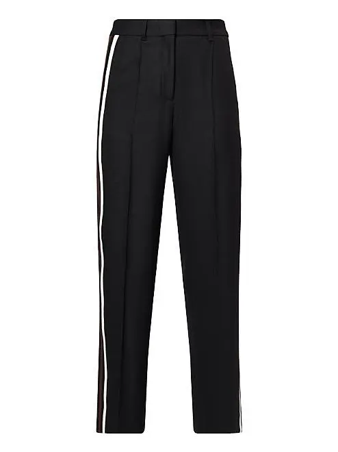 ME+EM Stripe-trim Wide-leg Woven Trousers - Black