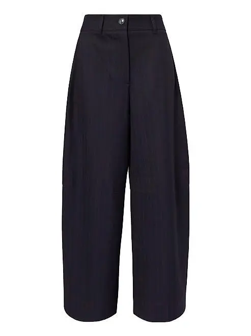 ME+EM Pinstripe Barrel-leg Stretch-woven Trousers - Navy/bordeaux