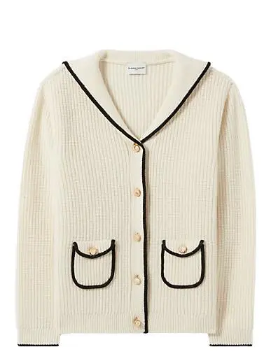 Claudie Pierlot Sailor-collar Knitted Wool-blend Cardigan - Off-white