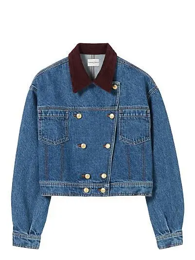 Claudie Pierlot Contrast-collar Cropped Denim Jacket - Blue Denim