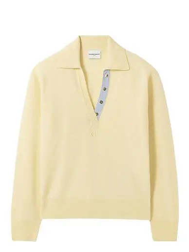 Claudie Pierlot Polo-collar Wool And Cashmere Jumper - Baby Yellow