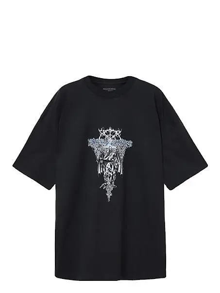 ALLSAINTS Swords Graphic-print Relaxed-fit Cotton T-shirt - Washed Black