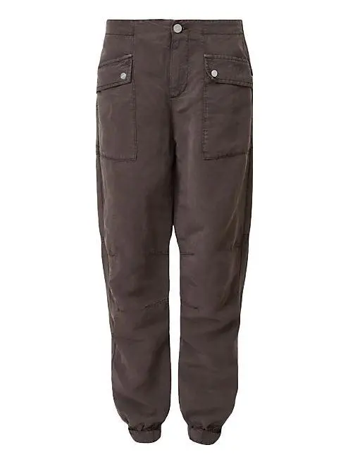 ALLSAINTS Patch-pocket Tapered-leg Woven Trousers - Dark Brown