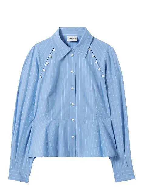 Claudie Pierlot Striped Long-sleeve Cotton Shirt - Dual-color