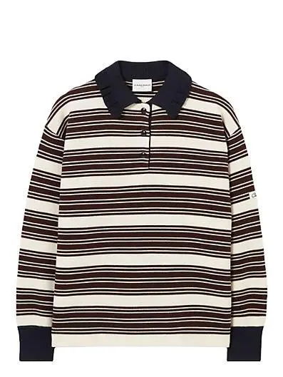 Claudie Pierlot Striped Frill-collar Knitted Jumper - Brown
