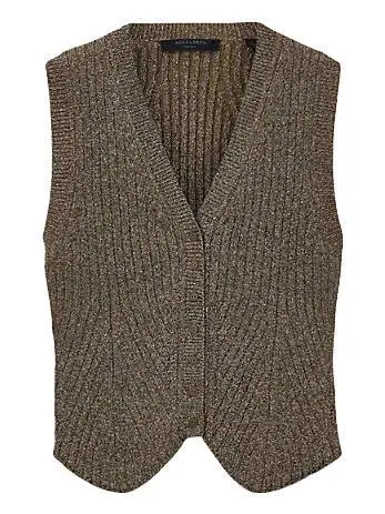 ALLSAINTS Metallic-knit Waistcoat - Bronze Brown