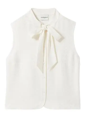 Claudie Pierlot Sleeveless Tie-neck Woven Shirt - Ecru