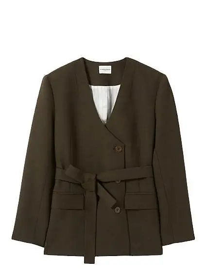 Claudie Pierlot Tailored Stretch Wool-blend Blazer With Kimono Collar - Khaki