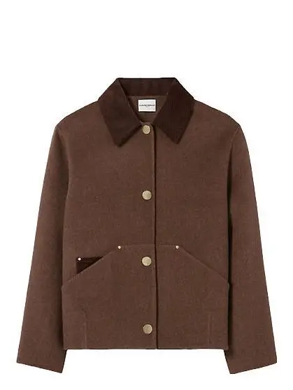 Claudie Pierlot Corduroy-collar Wool-blend Coat - Brown