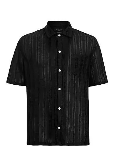 ALLSAINTS Sylvan Open-knit Woven Shirt - Jet Black