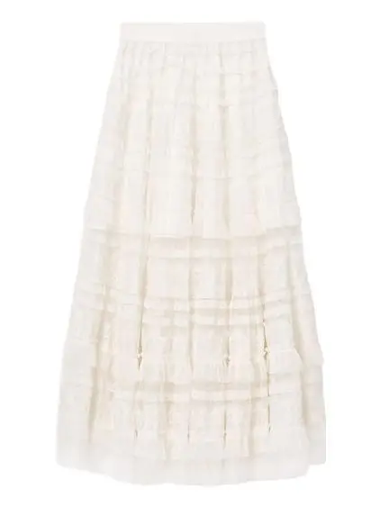 ALLSAINTS Arlea Elasticated-waist Lace-trim Woven Maxi Skirt - Antique White