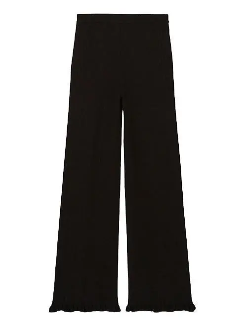 Claudie Pierlot Flared-leg Mid-rise Stretch-knit Trousers - Black