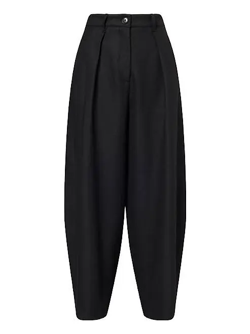 ME+EM Wide-leg Pleated Woven Trousers - Black
