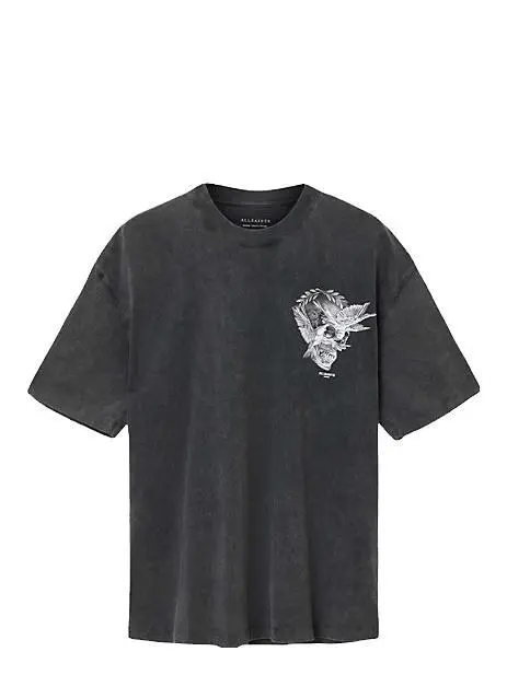 ALLSAINTS Mysteries Graphic-print Cotton T-shirt - Washed Black