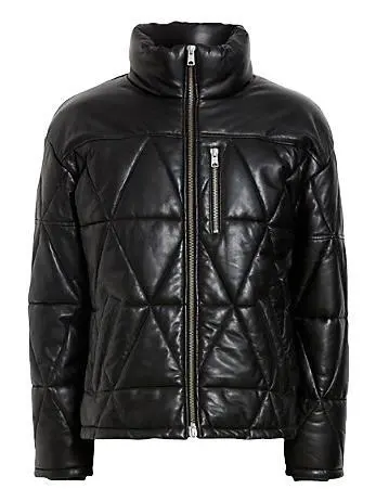 ALLSAINTS Brockwell Relaxed-fit Leather Puffer Jacket - Black