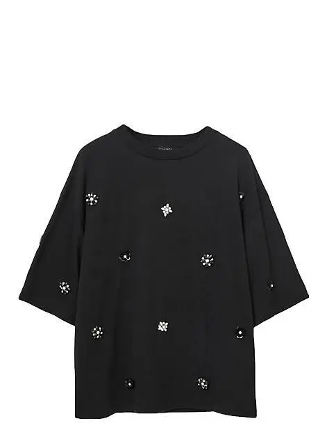 ALLSAINTS Amelie Crystal-embellished T-shirt - Black