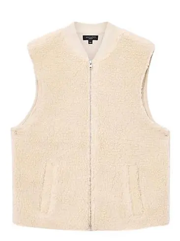ALLSAINTS Otis Ribbed-collar Sherpa Gilet - Bone White
