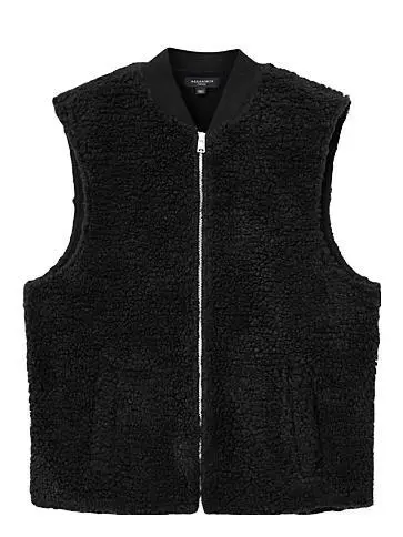 ALLSAINTS Otis Ribbed-collar Sherpa Gilet - Jet Black