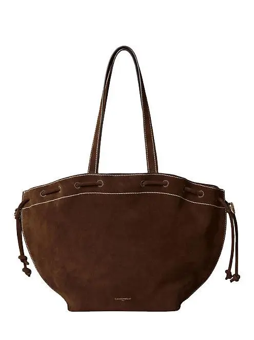 Claudie Pierlot Logo-embossed Suede Tote - Chocolate