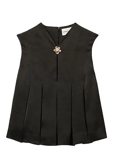 Claudie Pierlot Sleeveless Flower-embellished Woven Top - Black