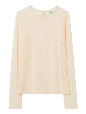 Claudie Pierlot Sheer Lace-embroidered Stretch-woven Top - Ecru