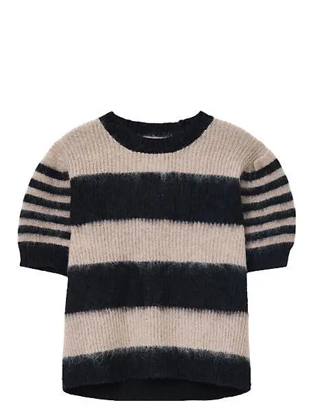 ALLSAINTS Clem Striped Mohair-wool Blend Top - Black/beige