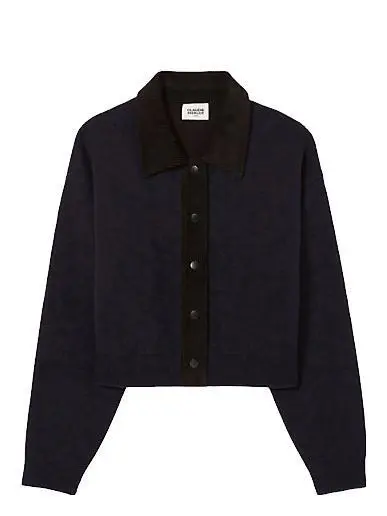 Claudie Pierlot Collared Regular-fit Stretch Wool-blend Cardigan - Dual-color