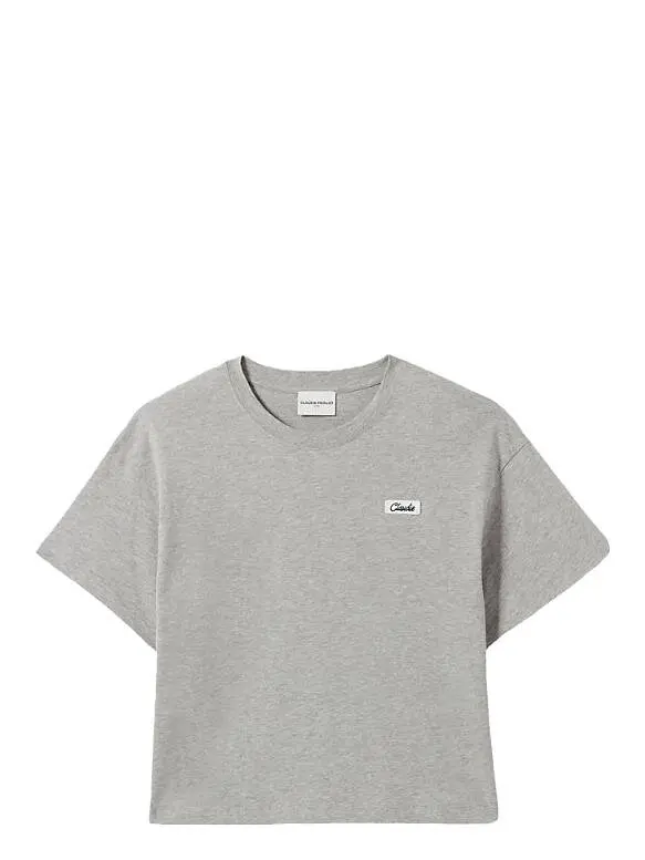 Claudie Pierlot Logo-embroidered Relaxed-fit T-shirt - Mottled Grey