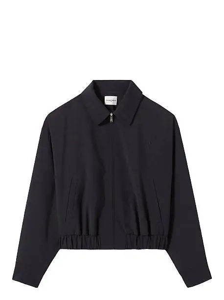 Claudie Pierlot Logo-embroidered Collared Stretch Wool-blend Jacket - Navy