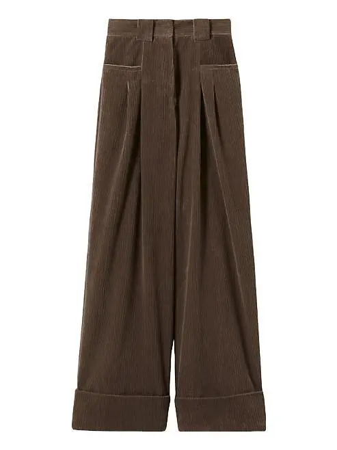 Claudie Pierlot Wide-leg Stretch-velvet Trousers - Taupe
