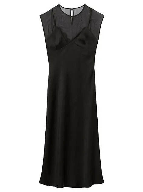 Claudie Pierlot Lace-trim Organza Midi Dress - Black