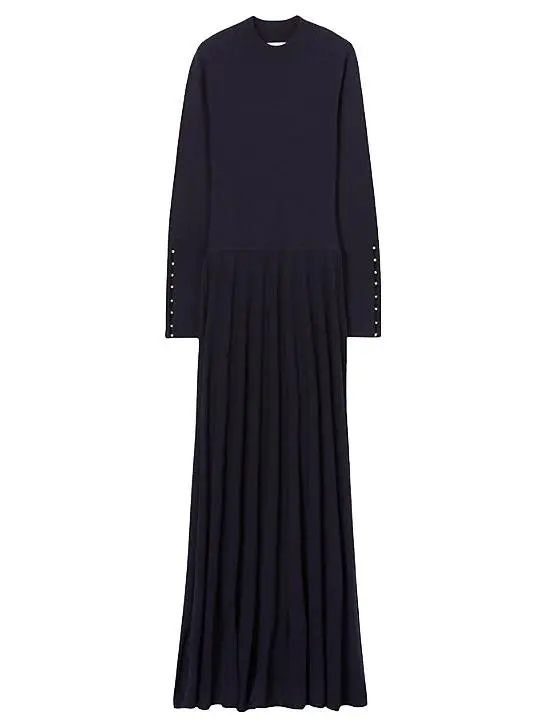 Claudie Pierlot Pleated Knitted Maxi Dress - Navy