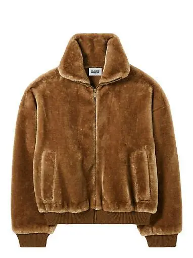 Claudie Pierlot Zipped High-neck Faux-fur Coat - Brown