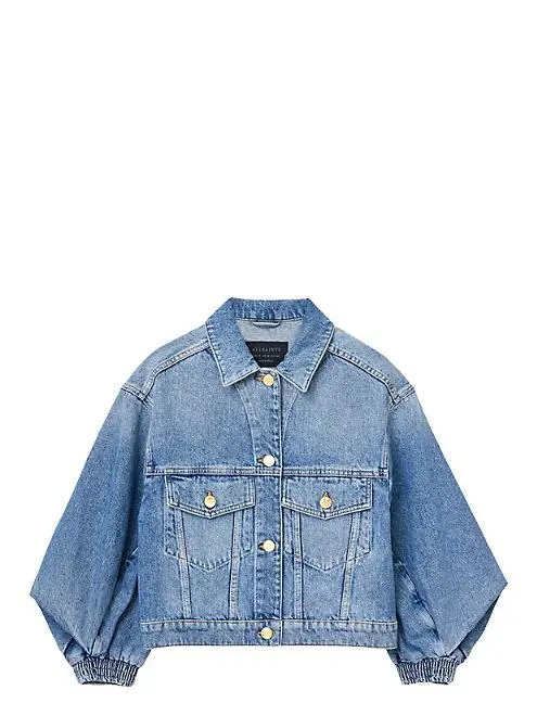 ALLSAINTS Luca Cropped Denim Jacket - Mid Indigo