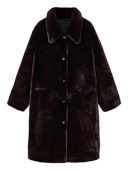 ALLSAINTS Sora Relaxed-fit Faux-fur Coat - Chocolate Brow