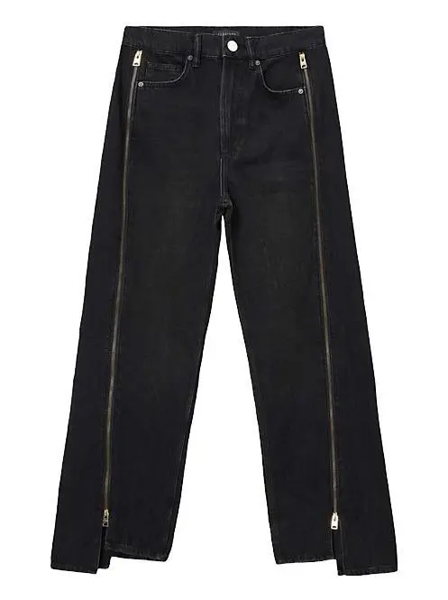 ALLSAINTS Frankie Zipped Wide-leg High-rise Jeans - Washed Black