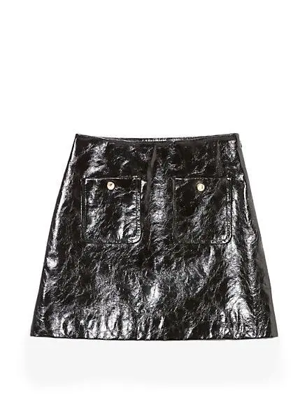 Claudie Pierlot Patch-pocket Patent-leather Mini Skirt - Black
