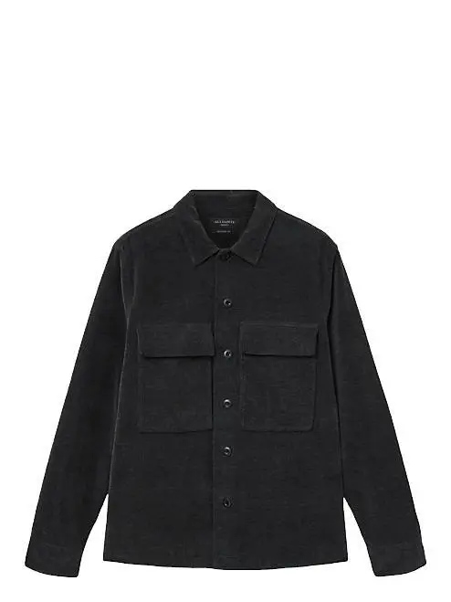 ALLSAINTS Hawker Patch-pocket Long-sleeve Stretch-cotton Shirt - Faded Black