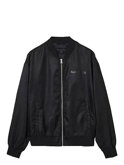 ALLSAINTS Logo-print Relaxed-fit Shell Bomber Jacket - Black