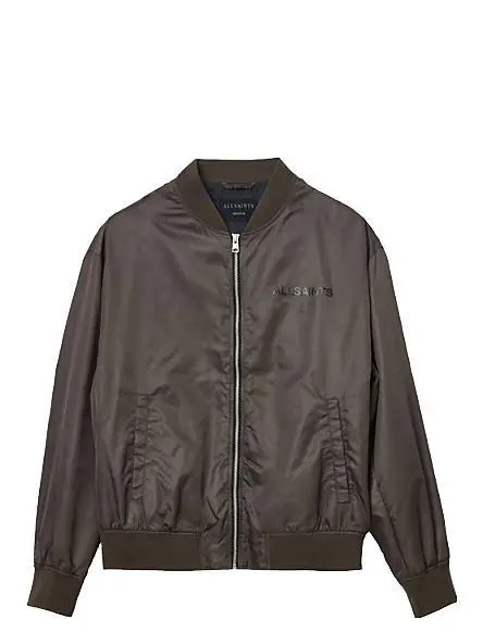 ALLSAINTS Logo-print Relaxed-fit Shell Bomber Jacket - Dull Khaki