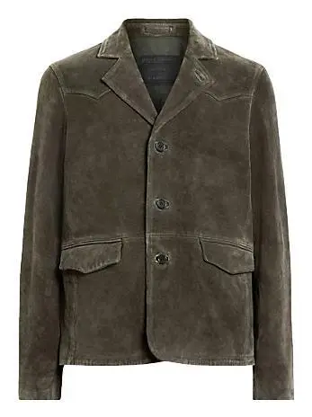 ALLSAINTS Hornett Western-yoke Regular-fit Suede Blazer - Gull Brown