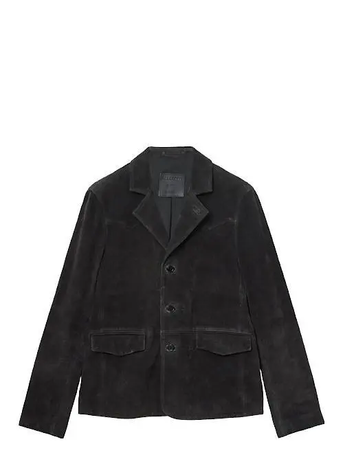 ALLSAINTS Hornett Western-yoke Regular-fit Suede Blazer - Twilight Black