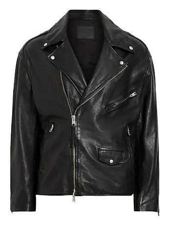 ALLSAINTS Bradford Oversized Leather Jacket - Black
